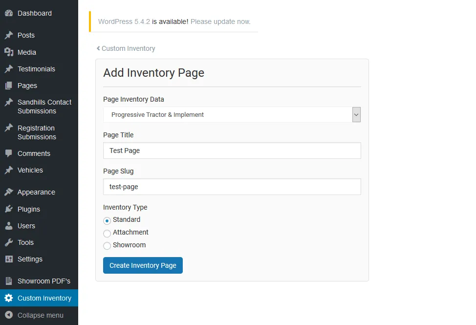 Sandhills WordPress Training - Custom Inventory